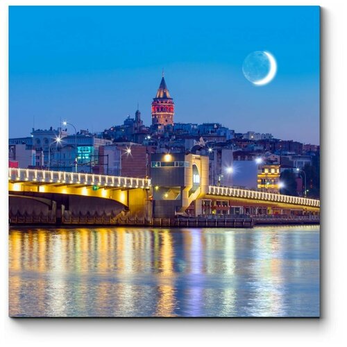 Модульная картина Стамбульская ночь. Галатская башня. 20x20