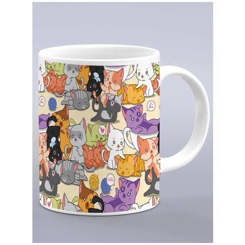 Кружка подарок с котами, разноцветные котята