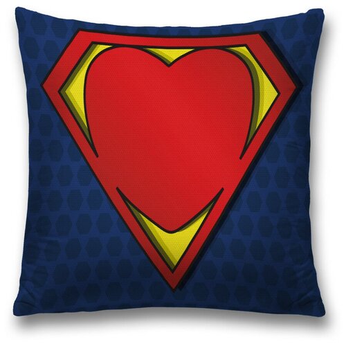 Наволочка декоративная на молнии, чехол на подушку JoyArty "Лого супермена" 45х45 см