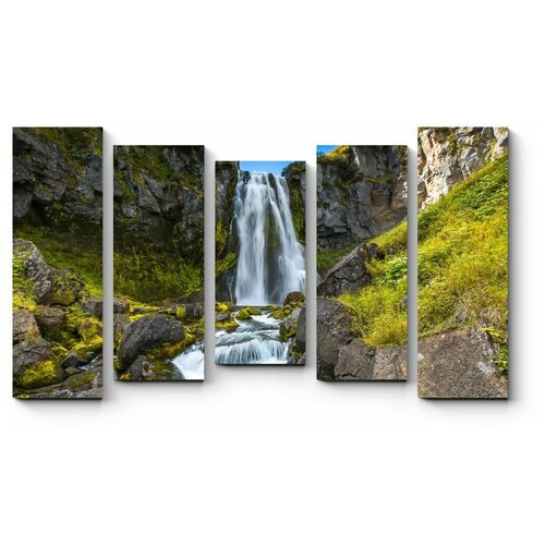 Модульная картина Горный водопад 140x84