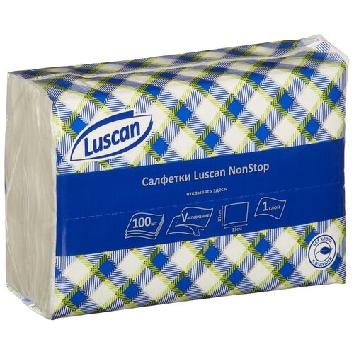 Салфетки бумажные Luscan NonStop 1слбелые цел1/4 слож100л/пач, 4 уп.