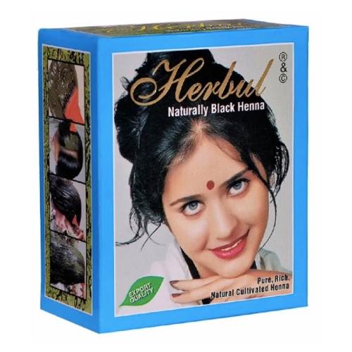 Хна натурально черная для волос натуральная Индия Herbul, Укрепляет волосы, Закрашивает седину, 60 гр.
