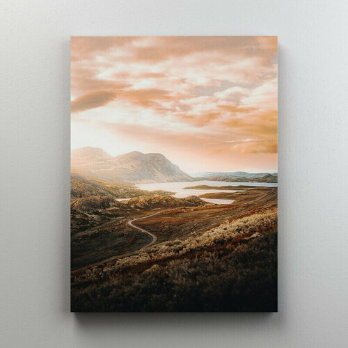 Интерьерная картина на холсте "Пейзаж холмы Новой Зеландии" размер 22x30 см