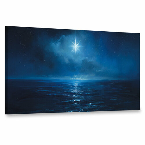 Интерьерная картина 100х60 "Звезда, озаряющая ночное море"