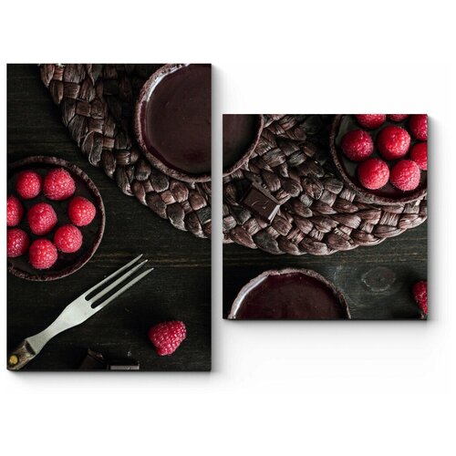 Модульная картина Шоколадный пирог с малиной 40x30
