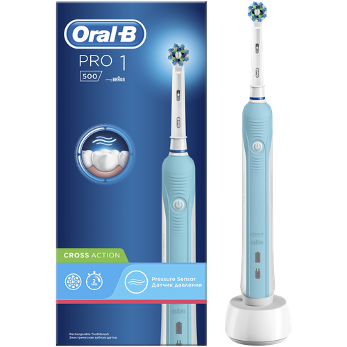  Электрическая зубная щетка Oral-B PRO 500 CrossAction D16.513.U, light bluе
