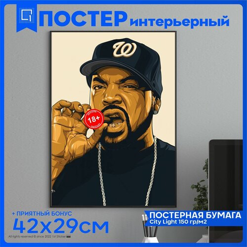 Постеры на стену интерьерный холст Ice Cube 42х29см