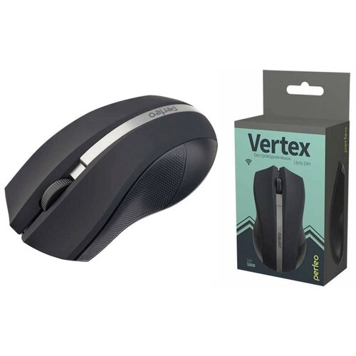 Мышь беспроводная оптическая Perfeo «VERTEX», 3 кнопки, DPI 1000, USB, черно-серебристый