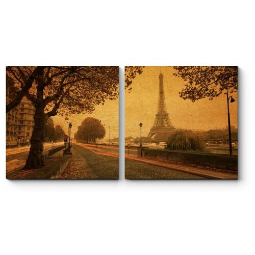 Модульная картина Винтажный Париж 90x45