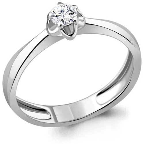 Кольцо AQUAMARINE кольцо из серебра 63258, серебро, 925 проба, родирование, фианит, размер 16, бесцветный