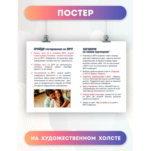 Постер на холсте ВИЧ памятка болезни медицина (7) 60х80 см