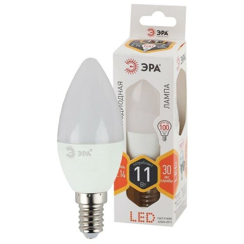 Лампа светодиодная B35-11W-827-E14 свеча 880лм ЭРА Б0032980 (3шт. в упак.)