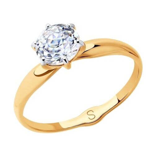 Кольцо Diamant online, красное золото, 585 проба, кристаллы Swarovski, размер 18