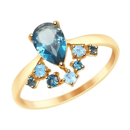 Кольцо Diamant online, золото, 585 проба, топаз, фианит, размер 17