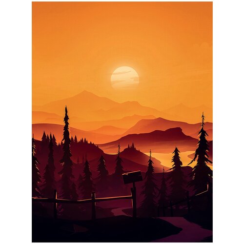 Постер / Плакат / Картина Закат над лесом 40х50 см в подарочном тубусе