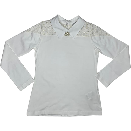 Школьная блуза DENIZ, размер 128, белый, бежевый
