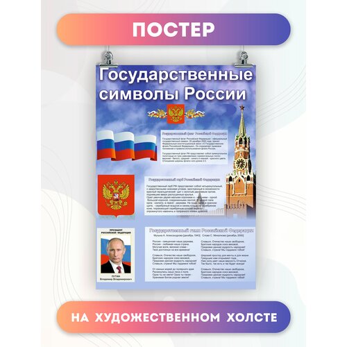 Постер на холсте Символика России флаг герб гимн (1) 50х70 см