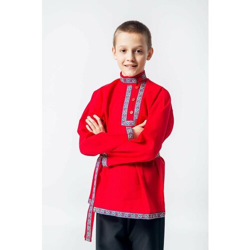 Косоворотка Емеля, русская народная рубаха, красная 5-6 лет (110-116 см)