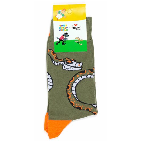 Носки St. Friday Носки с рисунками St.Friday Socks x Союзмультфильм, размер 34-37, зеленый, оранжевый