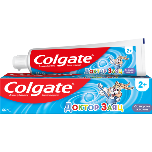 Зубная паста Colgate Доктор Заяц со вкусом жвачки 2+, 50 мл, 66 г