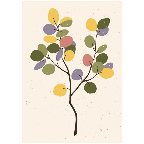 Постер / Плакат / Картина Цветы и растения - Веточка с цветными листьями 60х90 см в подарочном тубусе