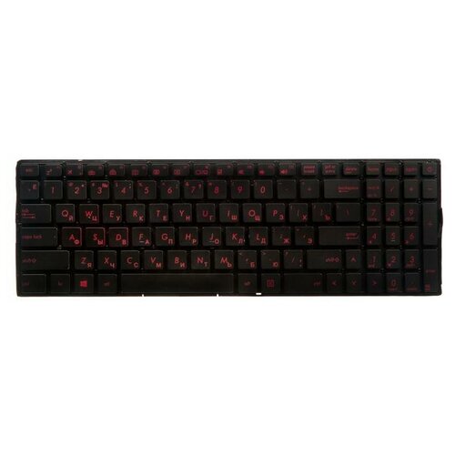 Клавиатура для ноутбука Asus FX502, FX502V, FX502VM, FX502VD черная с красной подсветкой