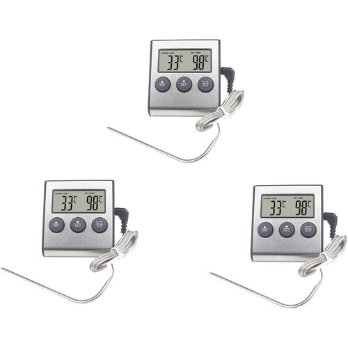 Термометр электронный с проводным термосенсором и звуковым оповещением - 3 шт.