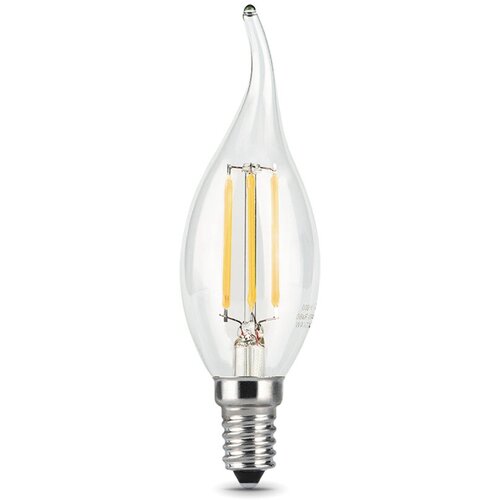 Лампа светодиодная филаментная Gauss Е14 4100К 7 Вт 580 Лм 175-240 В свеча на ветру прозрачная