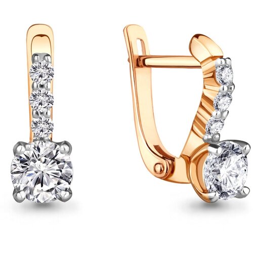 Серьги Diamant online, золото, 585 проба, бриллиант, длина 1.2 см