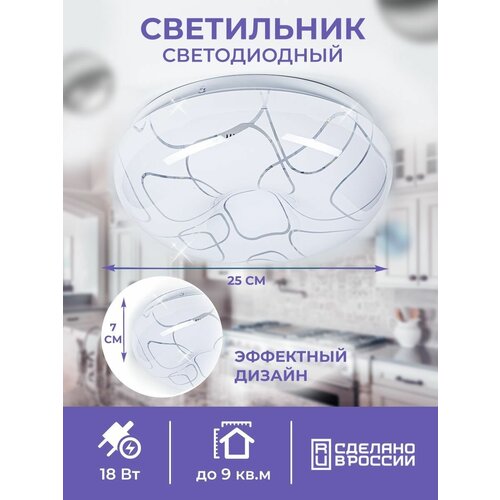 Светильник настенно-потолочный Россия светодиодный 250мм модель ST168-18вт/220в 6000К