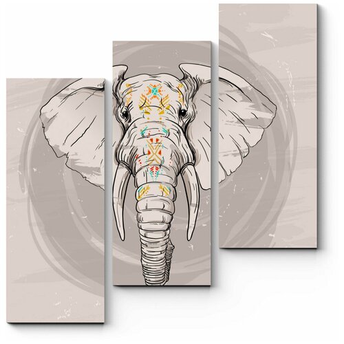 Модульная картина Стильный слон 60x64
