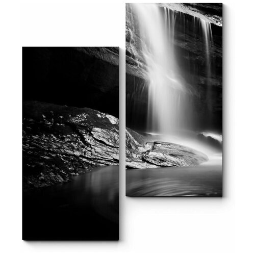 Модульная картина Черно-белый водопад50x63