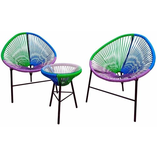 Набор мебели Мебельторг Акапулько Каркас черный/Ротанг синий, фиолетовый, зеленый
