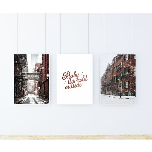 Набор плакатов "Зимний Нью-Йорк" 3 шт. / Набор интерьерных постеров формата А3+ (33х48 см) без рамы
