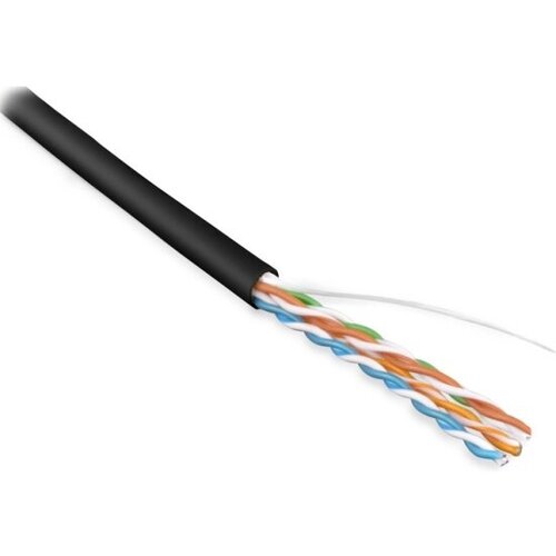 Кабель витая пара Hyperline U/UTP, категория 5e, 4 пары (24 AWG), одножильный (solid), LSZH, UUTP4-C5E-S24-IN-LSZH-BK-100