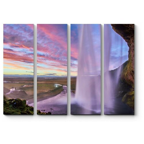 Модульная картина Красивый закат на водопаде120x90