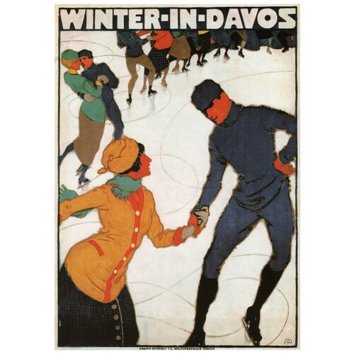 Постер / Плакат / Картина Зима в Давосе 50х70 см в подарочном тубусе