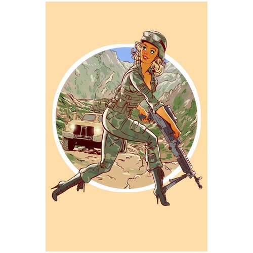 Постер / Плакат / Картина Девушка из пехоты 50х70 см в раме