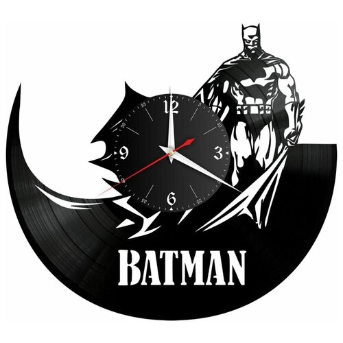 Часы из винила Redlaser "Бэтмен (Batman), супергерой, марвел, темный рыцарь, бэтмен в полный рост" VW-10318