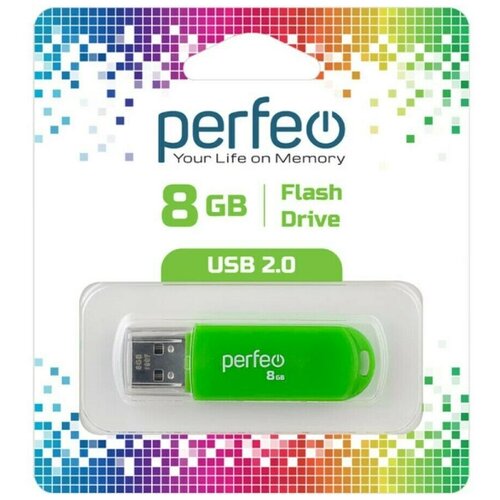 USB Флеш-накопитель USB накопитель Perfeo 8GB C03 Green
