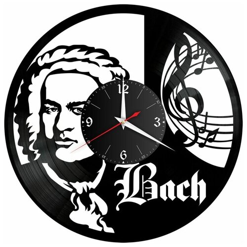 Часы из винила Redlaser "Иоганн Себастьян Бах, Bach, компоитор Бах" VW-10848