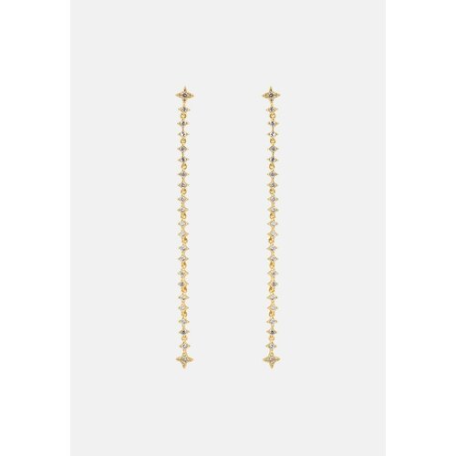 Серьги цепочки Freeform Jewellery, искусственный камень, золотой