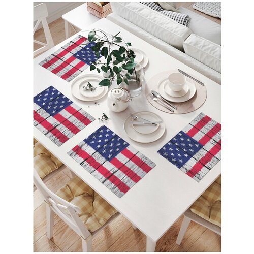 Комплект тканевых салфеток JoyArty "Флаг США на старых досках" для сервировки стола, 32x46 см, 4шт.