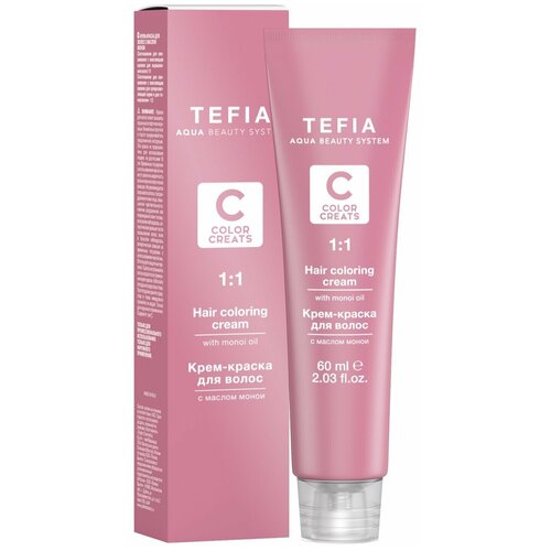 Tefia Color Creats крем-краска для волос Hair Coloring Cream with Monoi Oil, 11.05 суперосветляющий лососевый, 60 мл