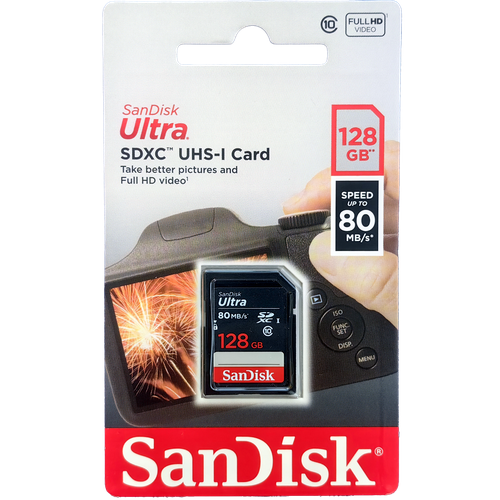 Карта памяти SanDisk Ultra SDXC 128ГБ 80MB/s Class 10 UHS-I (SDSDUNC-128G-GN3IN)