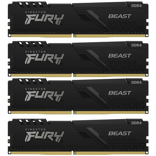 Оперативная память для компьютера 32Gb (4x8Gb) PC4-21300 2666MHz DDR4 DIMM CL16 Kingston FURY Beast Black (KF426C16BBK4/32)