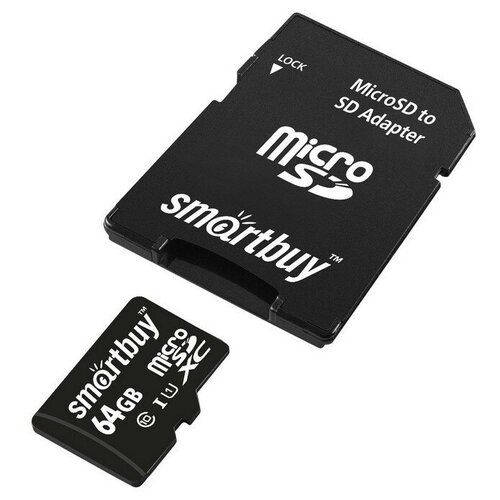 Карта памяти SmartBuy microSDXC 64Gb UHS-I Cl10 +ад, SB64GBSDCL10-01