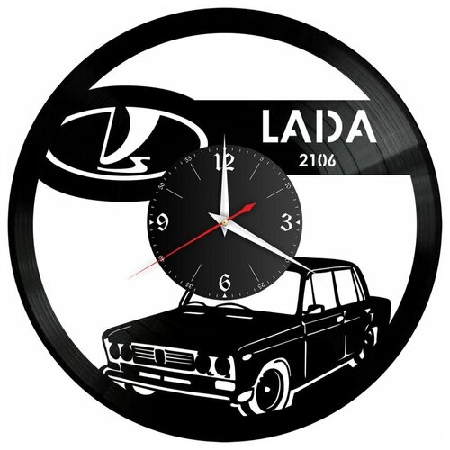 Часы из винила Redlaser "Lada, Lada 2106, Лада, жигули" VW-10417
