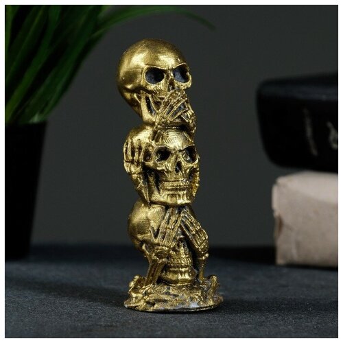 Статуэтка "Три черепа" состаренное золото, 10х4х4см