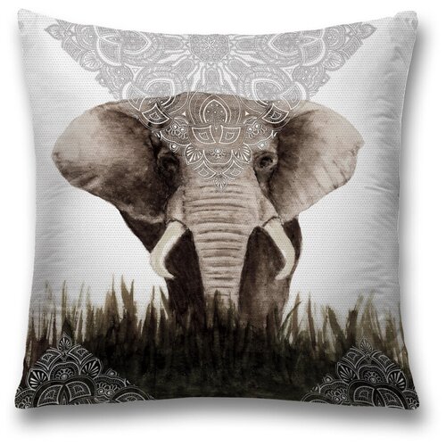 Наволочка декоративная на молнии, чехол на подушку JoyArty "Мирный слон" 45х45 см
